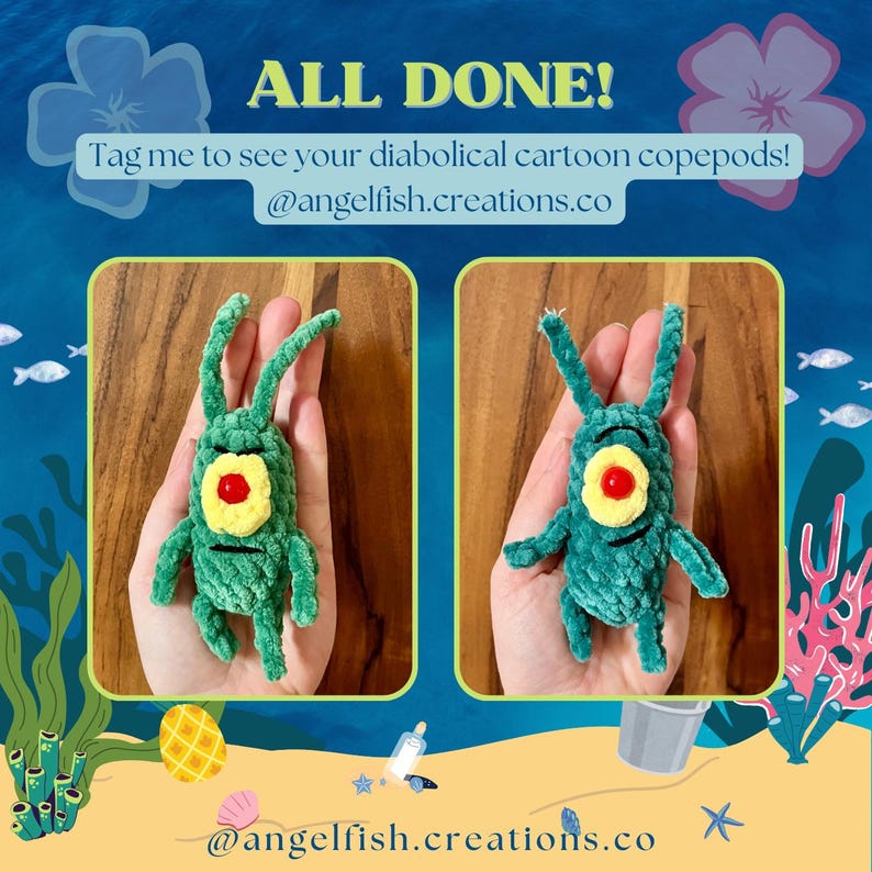 Cartoon Copepod Plankton Crochet Pattern: No-sew Amigurumi (PDF Pattern ...