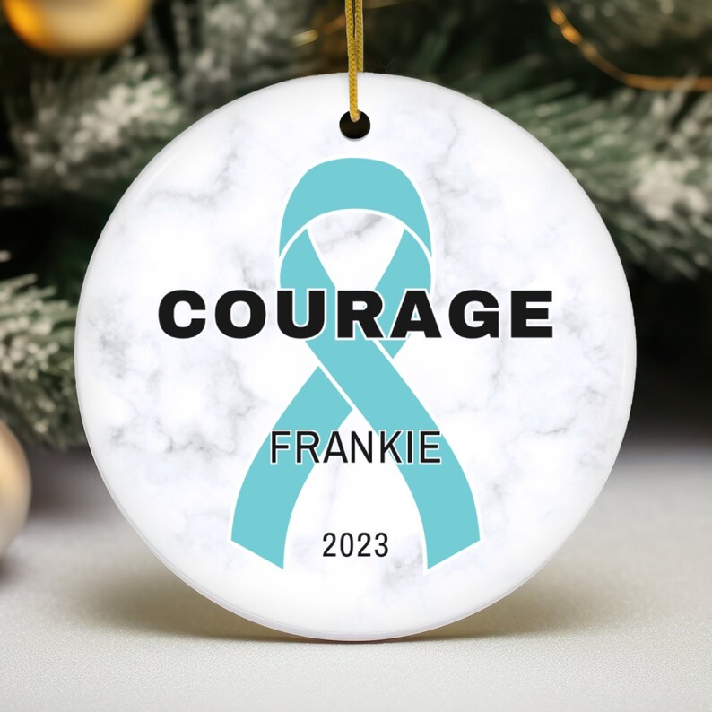 Custom Ornament Ovarian Cancer Gift Cancer Fighter Personalized ...