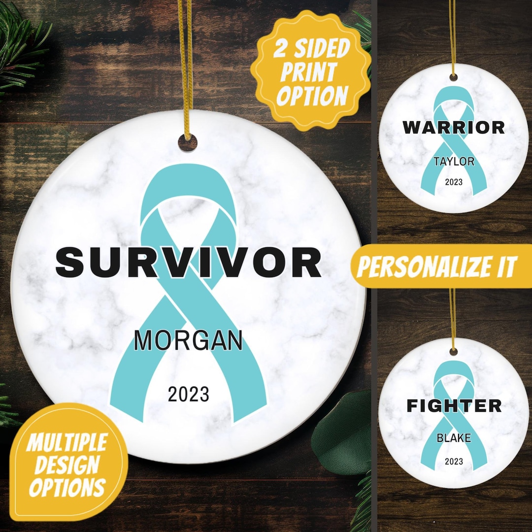 Custom Ornament Ovarian Cancer Gift Cancer Fighter Personalized ...