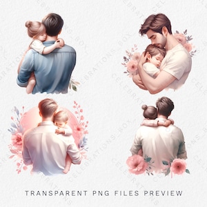 Watercolor Father's Day Clipart I Love Fathers Day Bundle Best Dad Day ...