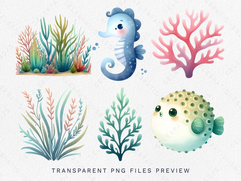 Underwater Clipart, Sea Animals Clipart, Sea Life Clipart, Ocean Animal ...