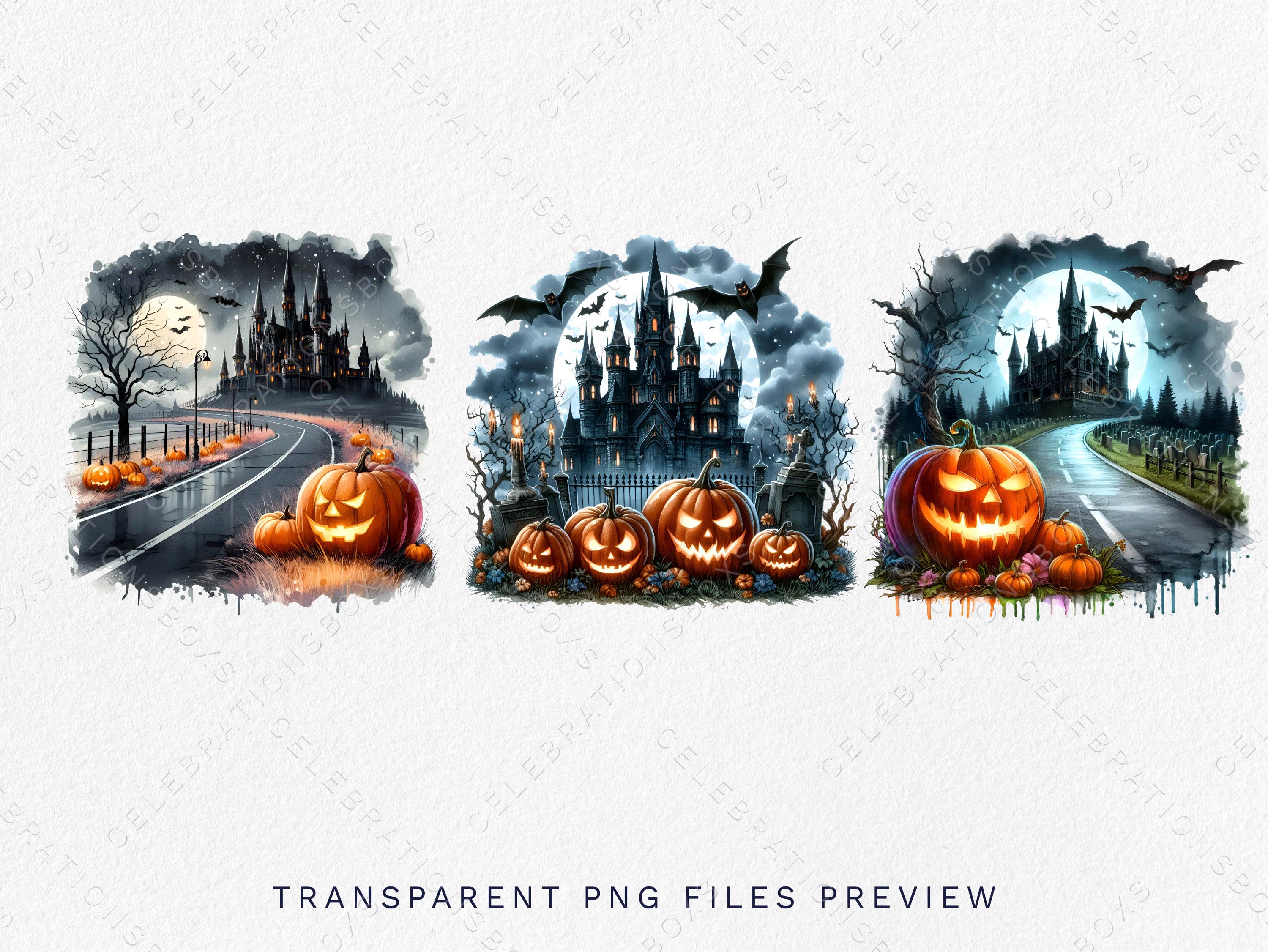 Watercolor Halloween Castle PNG Clipart, Spooky Castle, Haunted ...