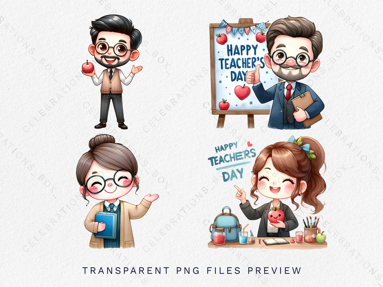 Happy Teacher Day Clipart, Back to School PNG, Teacher's Day ...