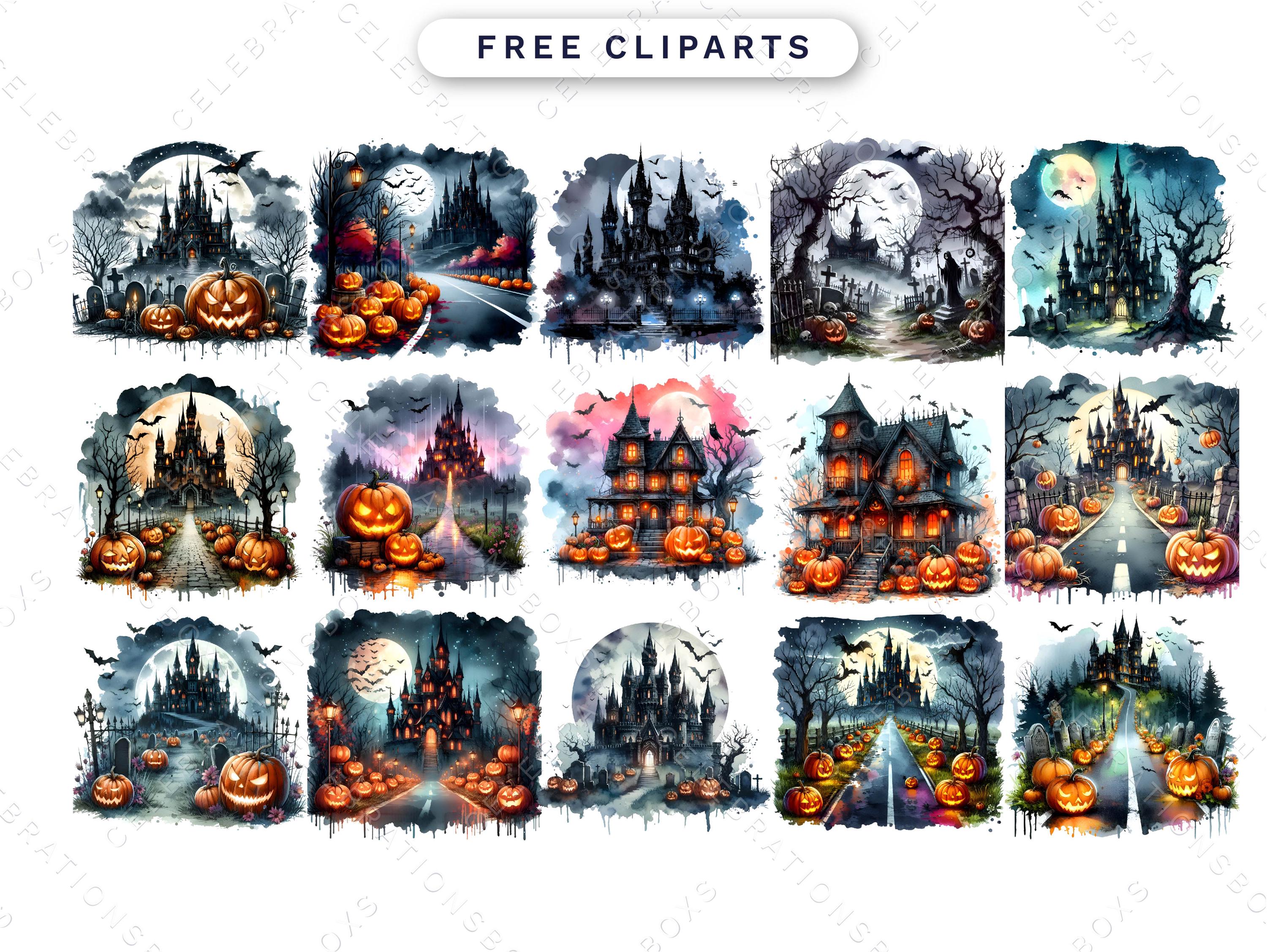 Watercolor Halloween Castle PNG Clipart, Spooky Castle, Haunted ...