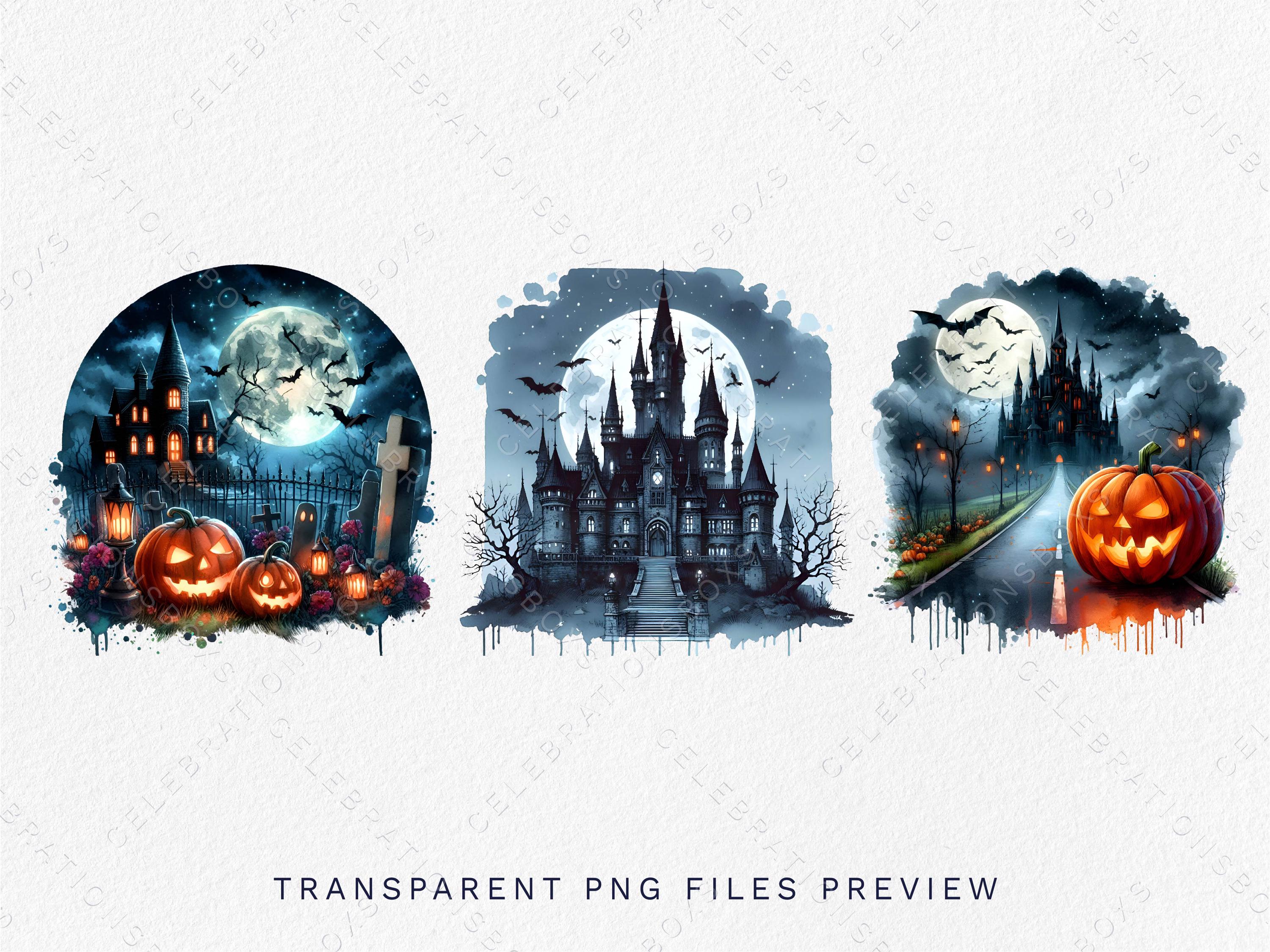 Watercolor Halloween Castle PNG Clipart, Spooky Castle, Haunted ...
