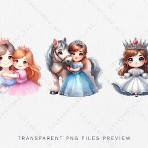 Watercolor Princess Clipart, Little Princess PNG, Fairytale Clipart ...