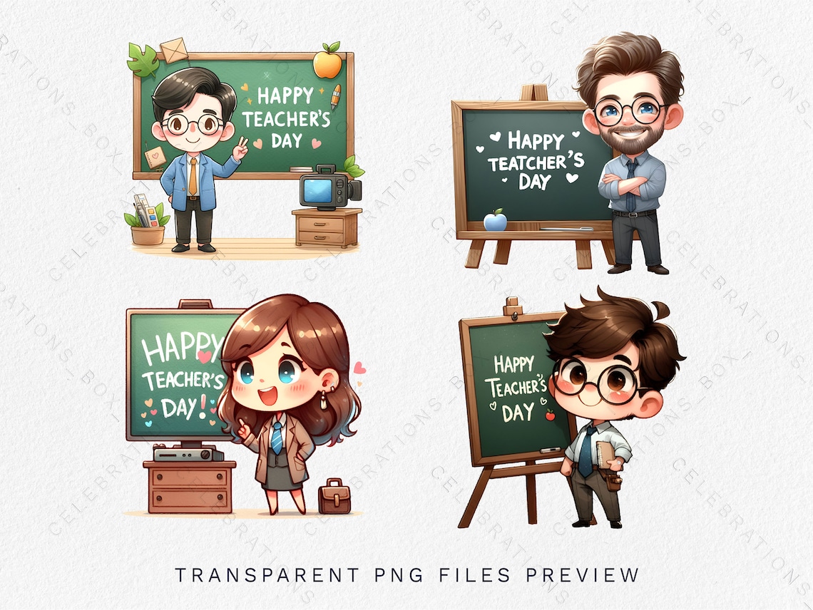 Happy Teacher Day Clipart, Back to School PNG, Teacher's Day ...