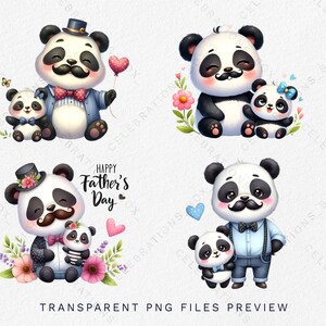 Daddy Panda & Baby Panda Clipart Watercolor Dad and Son Clipart, Happy ...