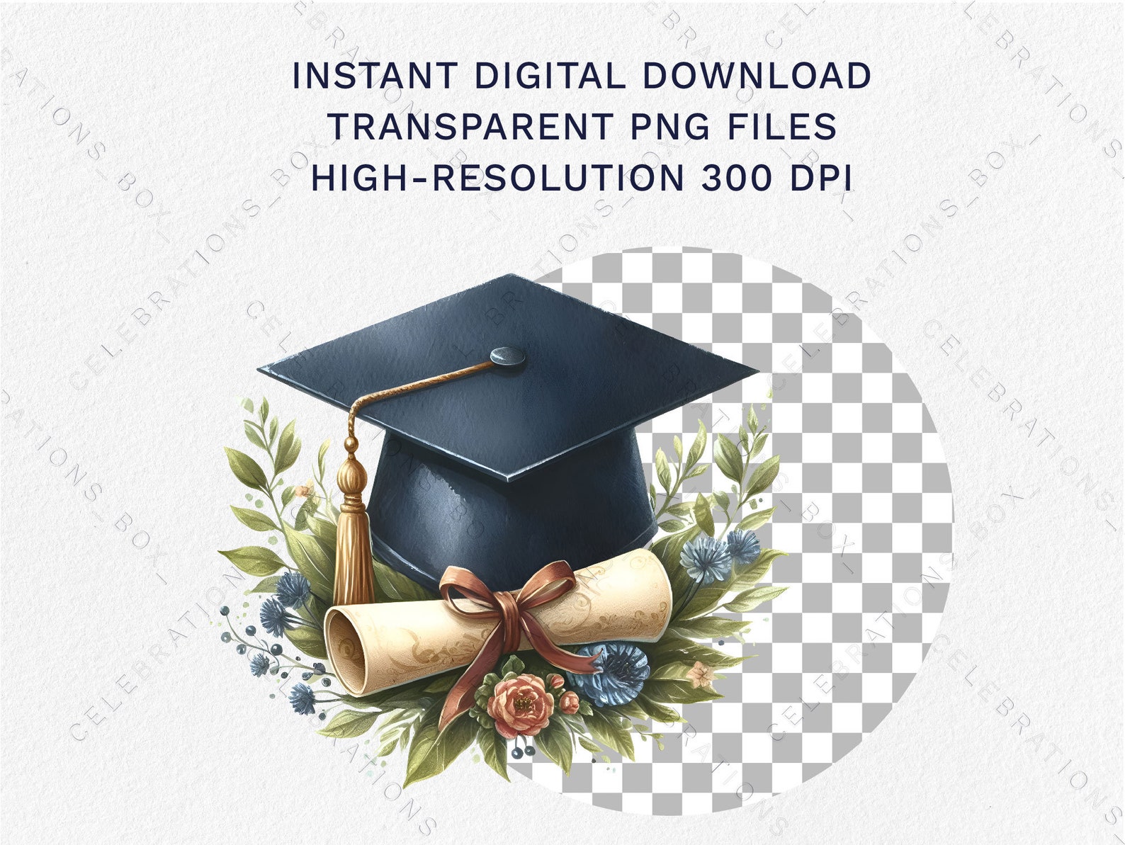 Graduation Cap PNG, Graduation Hat, Educational Clipart, Watercolor ...