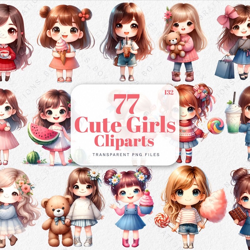 Cute Girls Clipart - Etsy