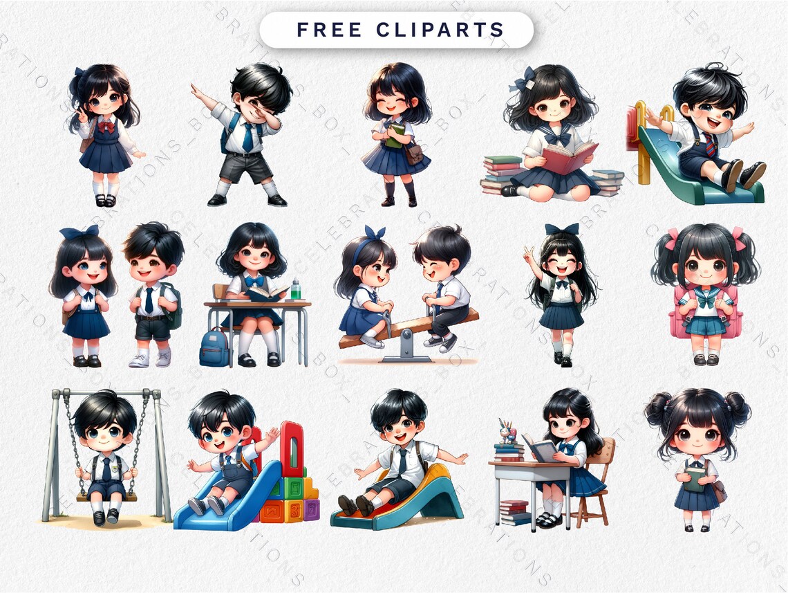 Back to School PNG, Cute School Children Clipart, Elementary School ...
