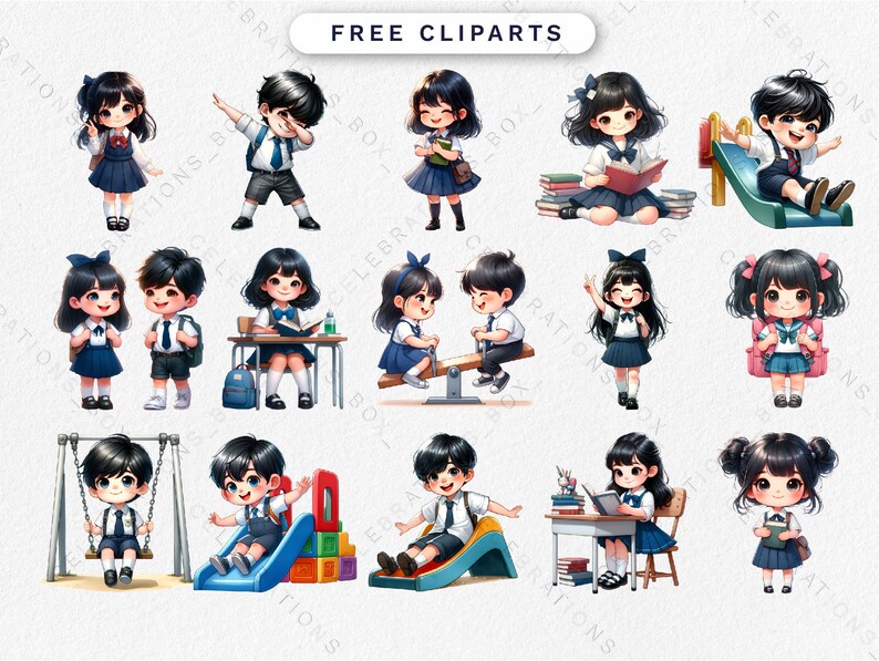 Back to School PNG, Cute School Children Clipart, Elementary School ...