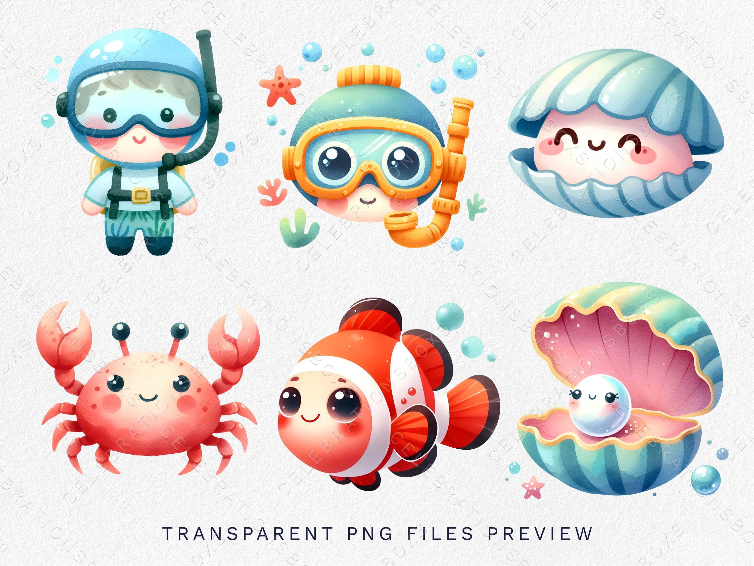 Watercolor Undersea Clipart, Underwater Clipart, Sea Animals Clipart ...