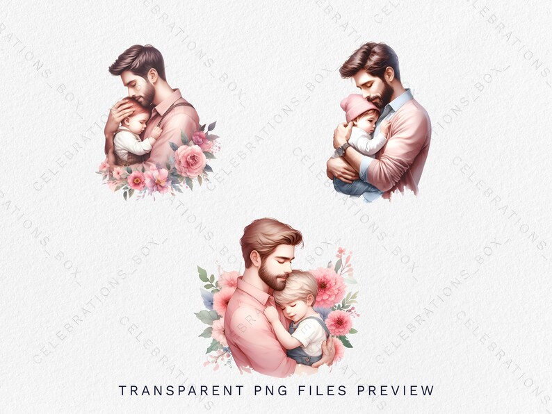 Watercolor Father's Day Clipart I Love Fathers Day Bundle Best Dad Day ...