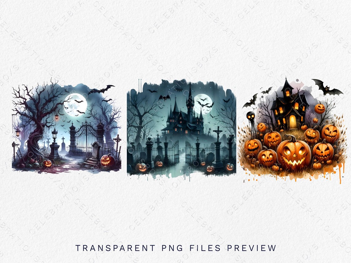Watercolor Halloween Castle PNG Clipart, Spooky Castle, Haunted ...