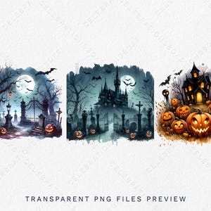 Watercolor Halloween Castle PNG Clipart, Spooky Castle, Haunted ...