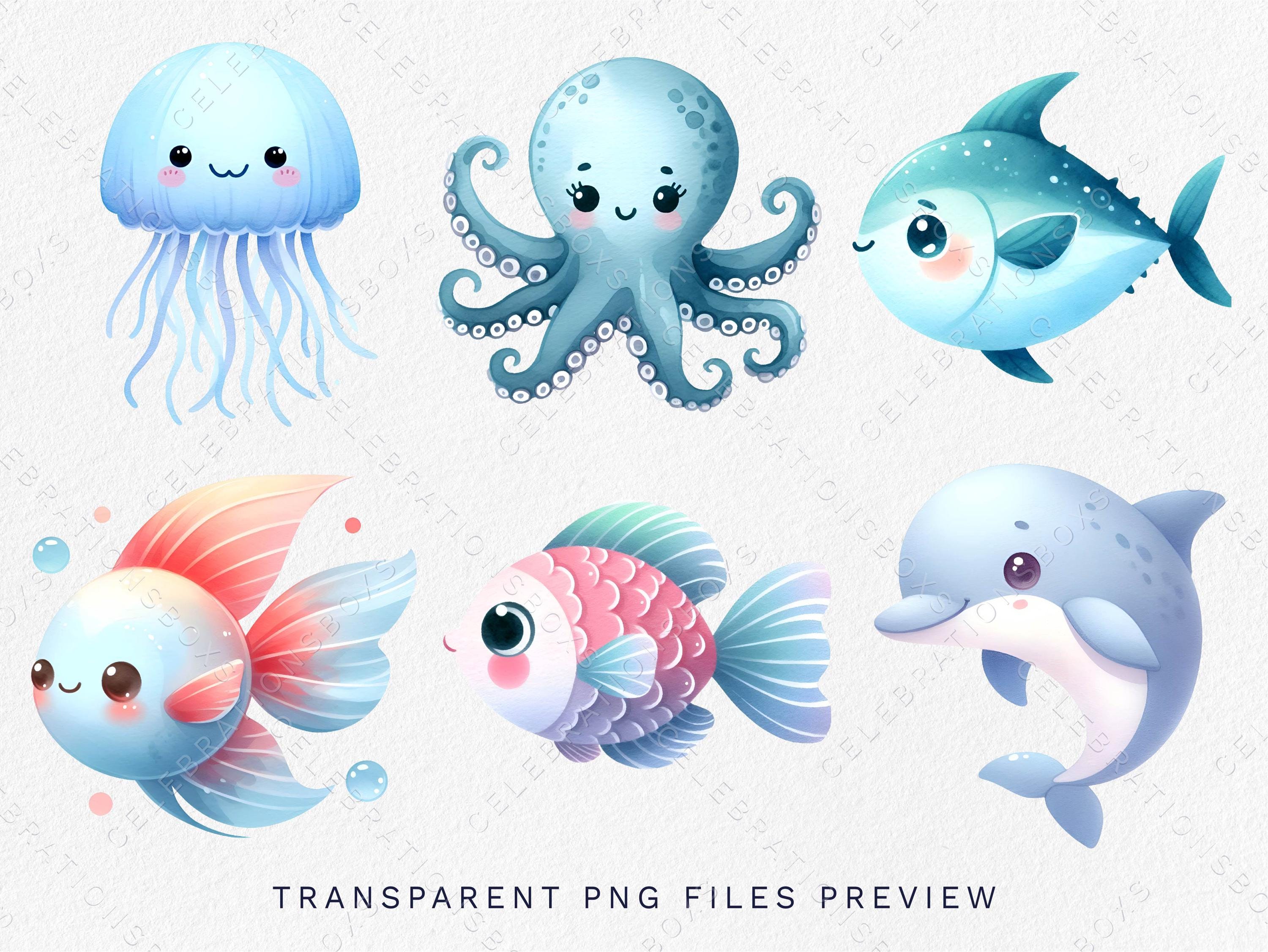 Watercolor Undersea Clipart, Underwater Clipart, Sea Animals Clipart ...