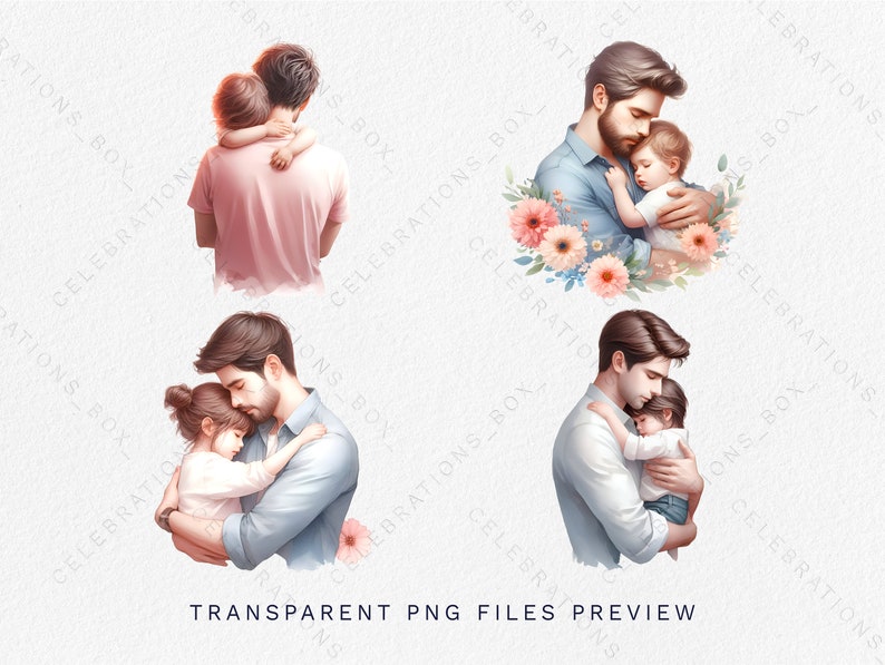 Watercolor Father's Day Clipart I Love Fathers Day Bundle Best Dad Day ...