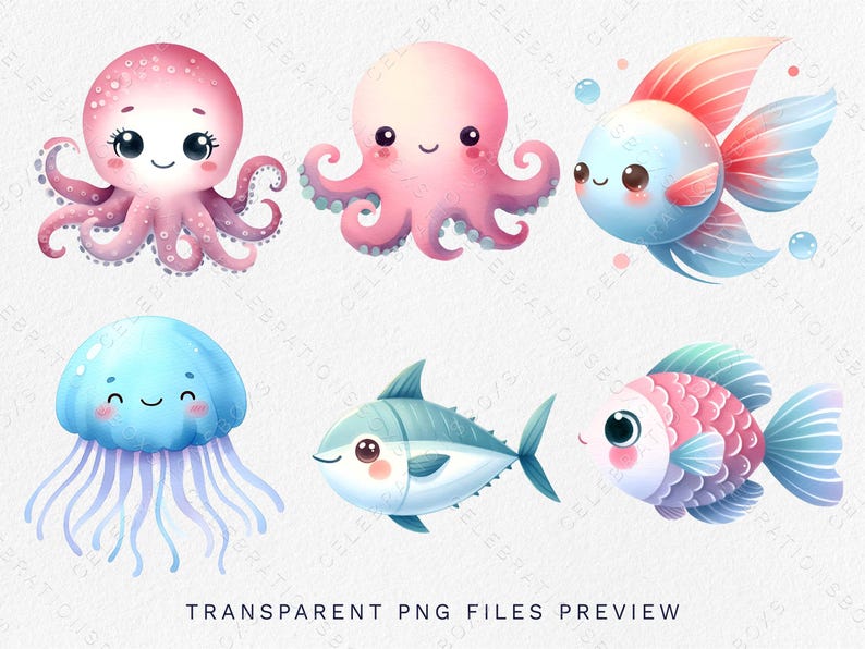 Underwater Clipart, Sea Animals Clipart, Sea Life Clipart, Ocean Animal ...