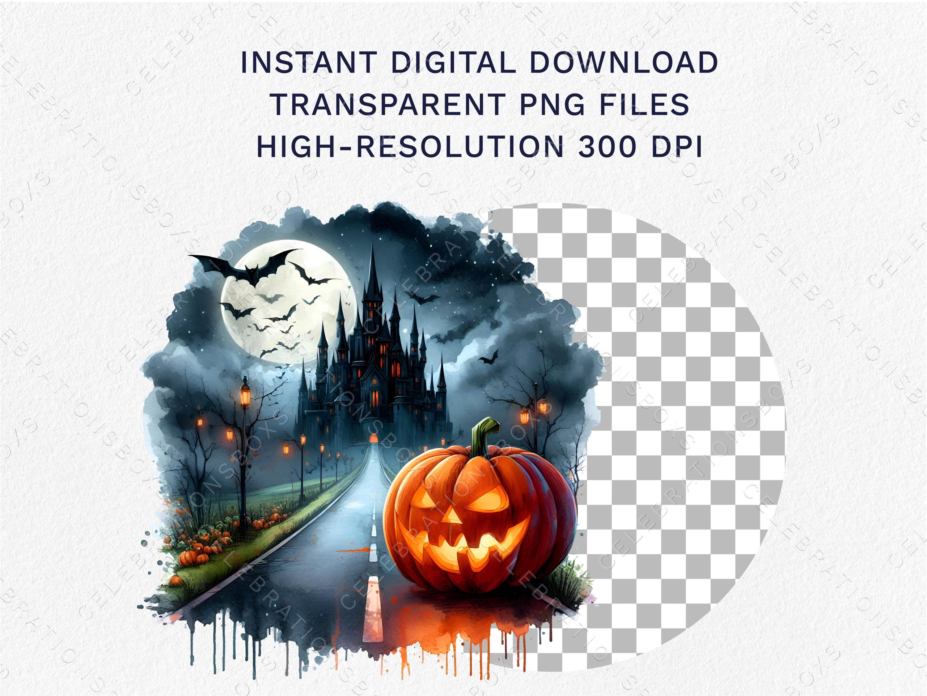Watercolor Halloween Castle PNG Clipart, Spooky Castle, Haunted ...