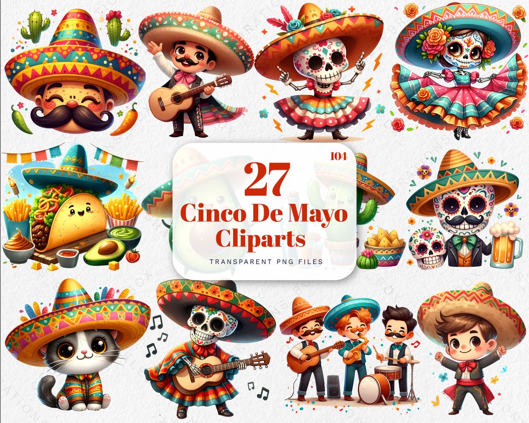 Happy Cinco De Mayo Clipart Mexican Fiesta Party Decor Graphic Mexican ...