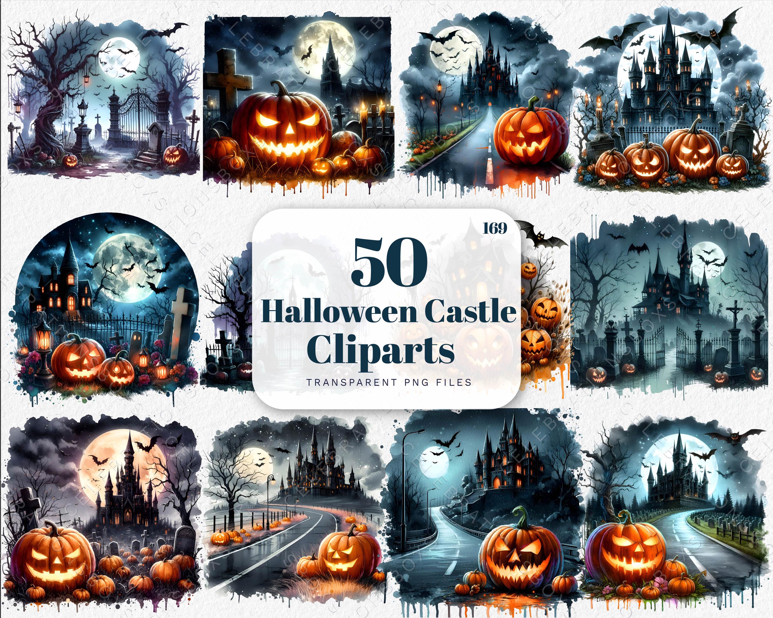 Watercolor Halloween Castle PNG Clipart, Spooky Castle, Haunted ...