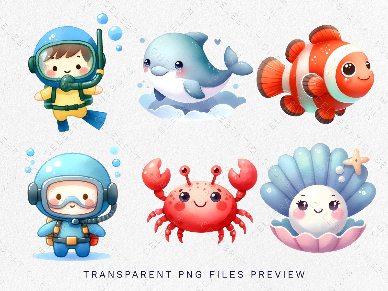 Underwater Clipart, Sea Animals Clipart, Sea Life Clipart, Ocean Animal ...