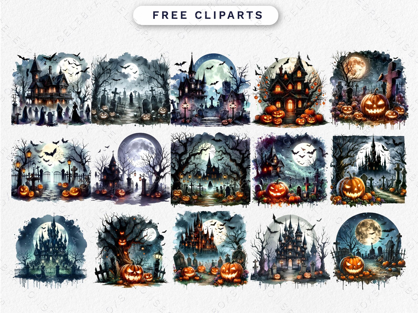 Watercolor Halloween Castle PNG Clipart, Spooky Castle, Haunted ...