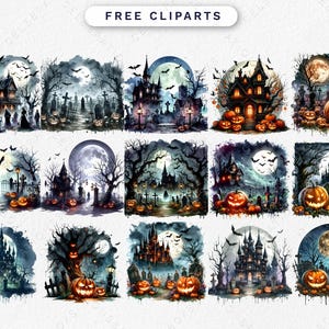 Watercolor Halloween Castle PNG Clipart, Spooky Castle, Haunted ...