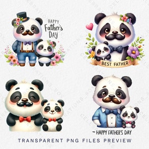 Daddy Panda & Baby Panda Clipart Watercolor Dad and Son Clipart, Happy ...