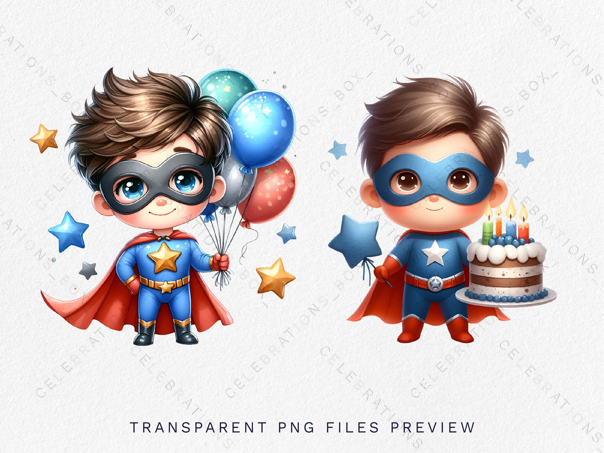 Watercolor Cute Superheroes Clipart, Hero Clipart, Superhero Boy Party ...