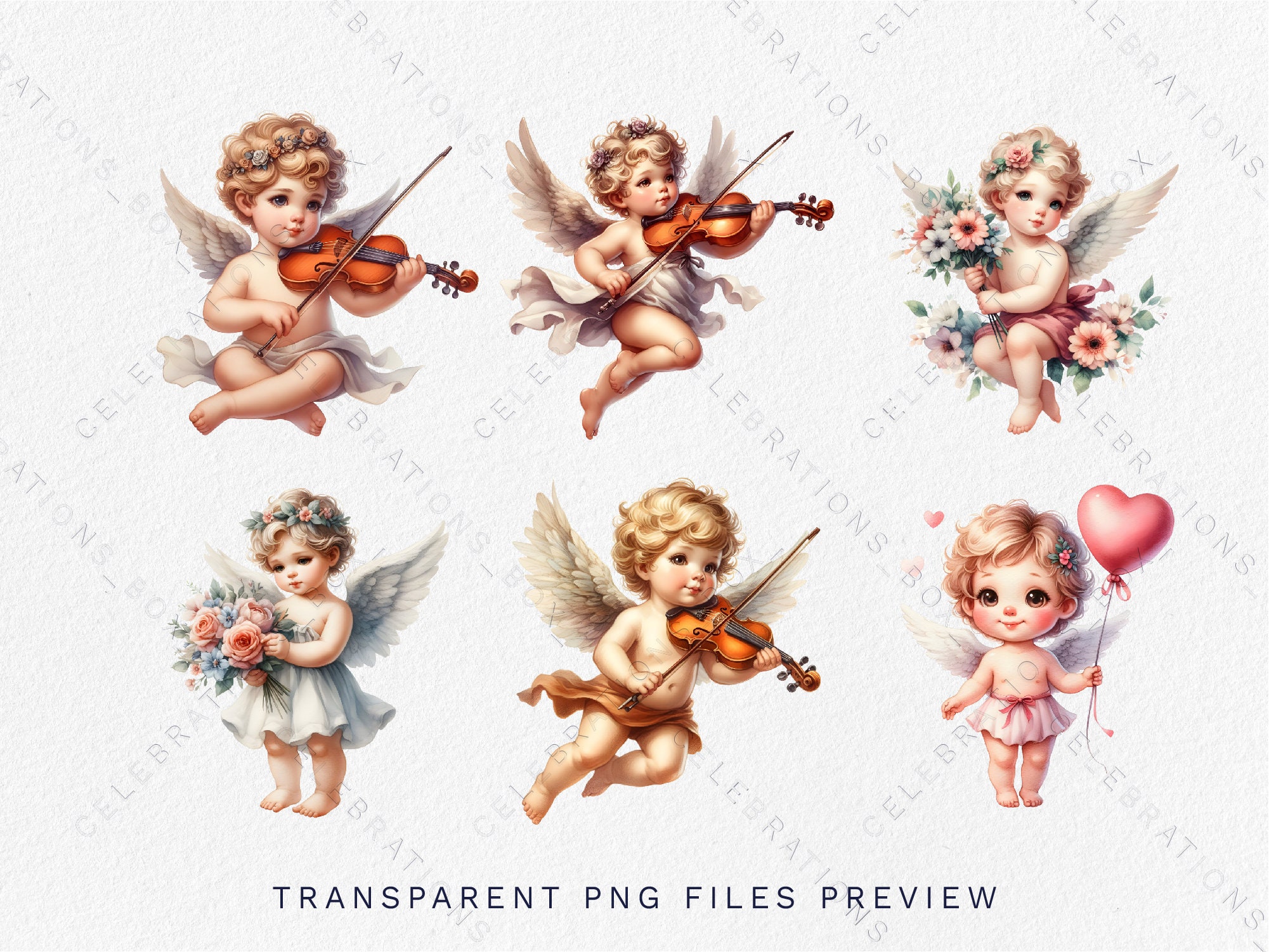 Vintage Valentines Cupid Clipart Watercolor Love Victorian Cupid Cherub ...