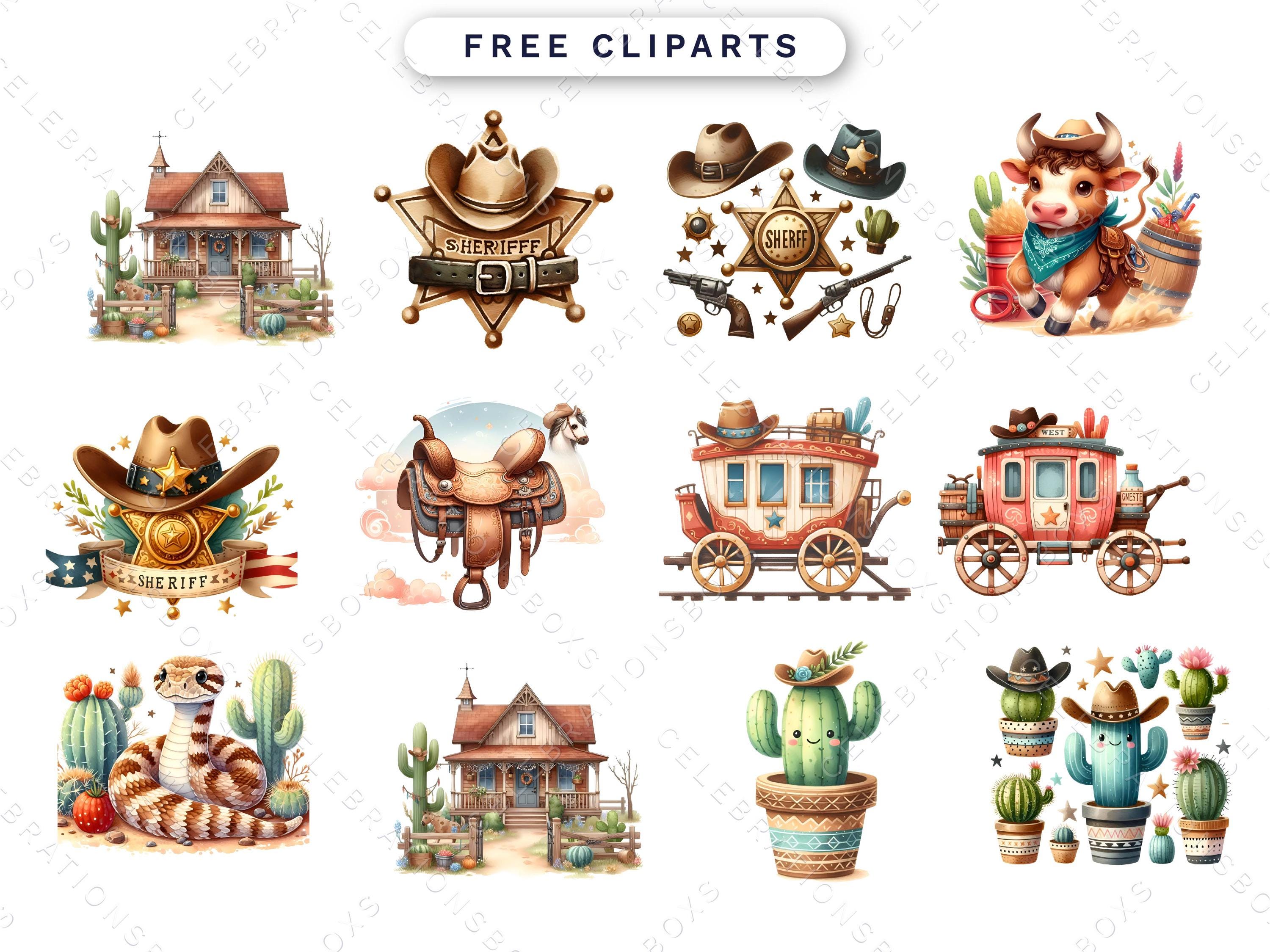 Cute Cowgirl Clipart, Wild West Clipart, Desert Clipart, Cactus Clipart ...