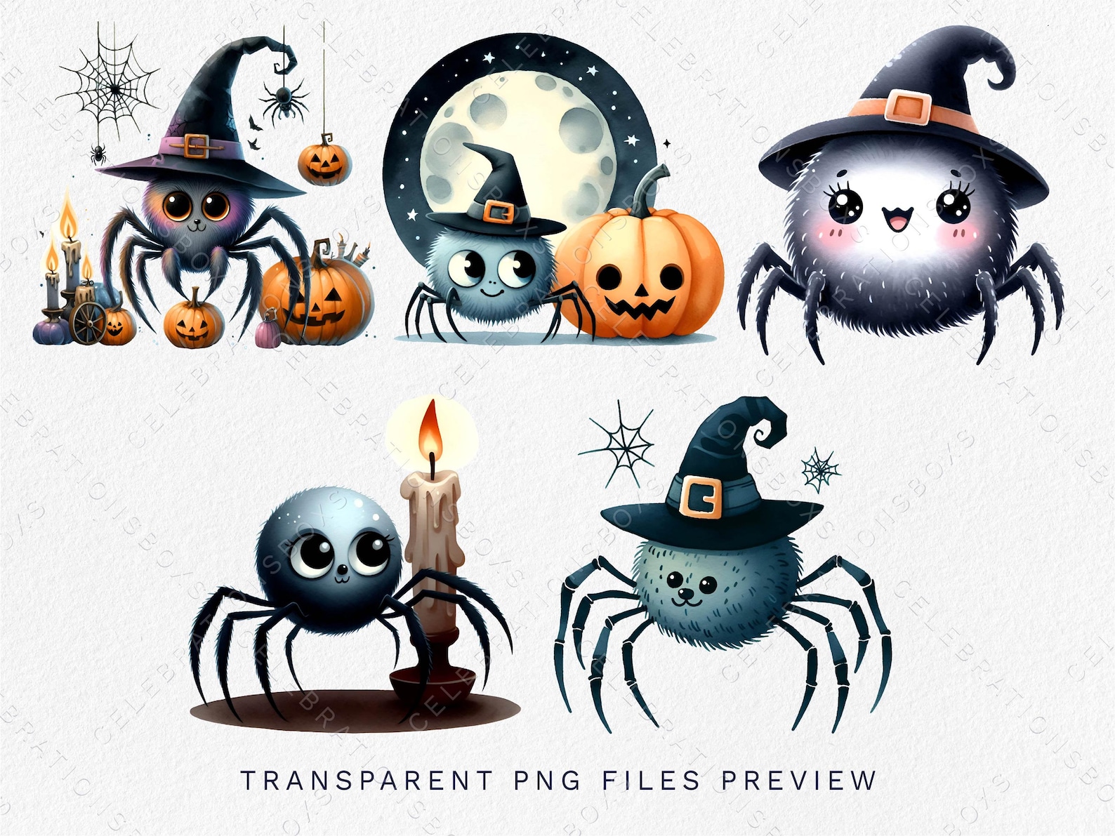 Cute Halloween Spider Clipart, Kawaii Spider, Adorable Halloween Spider ...