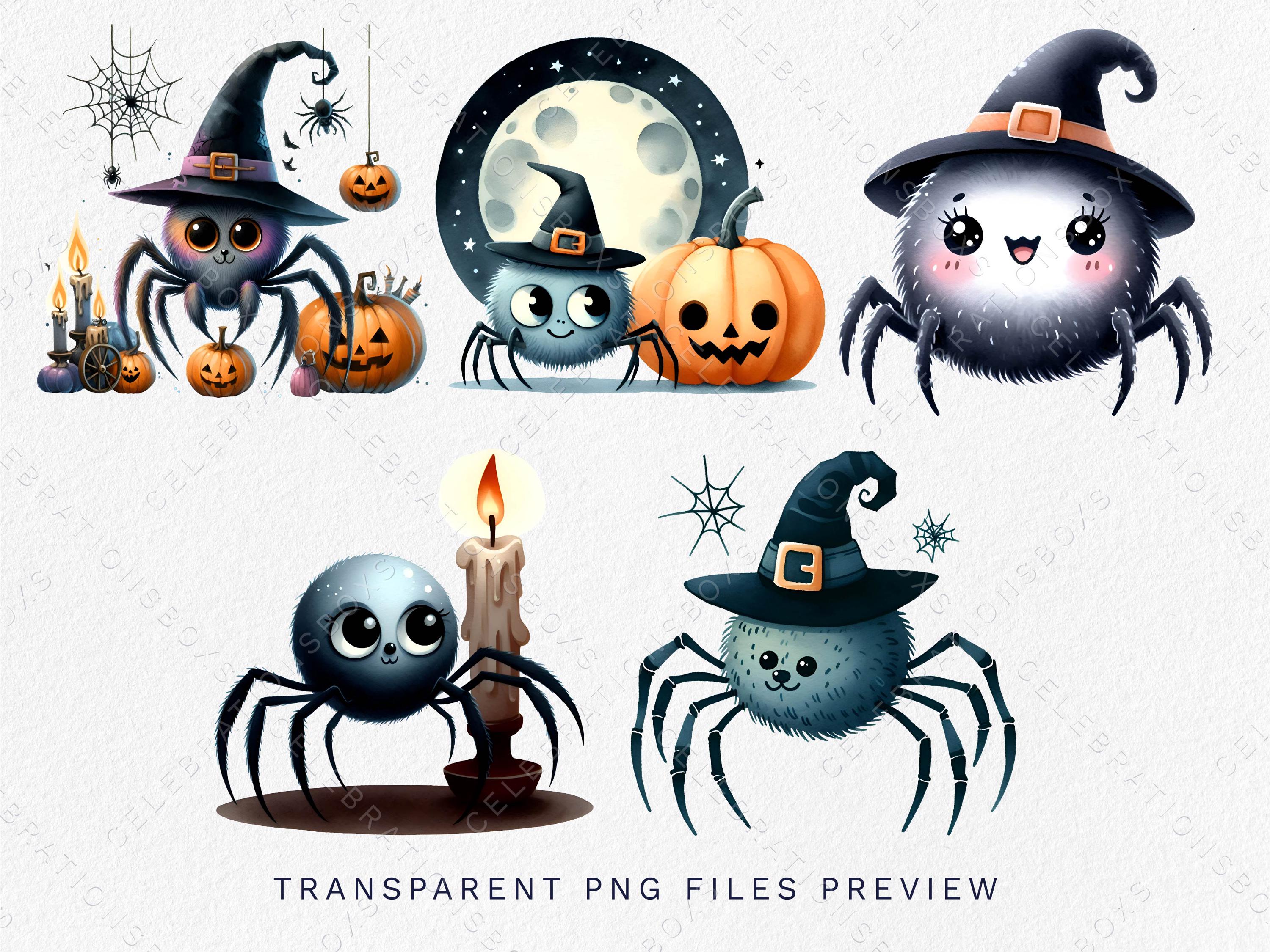 Cute Halloween Spider Clipart, Kawaii Spider, Adorable Halloween Spider ...