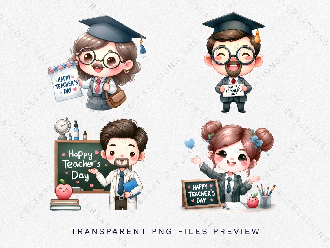 Happy Teacher Day Clipart, Back to School PNG, Teacher's Day ...