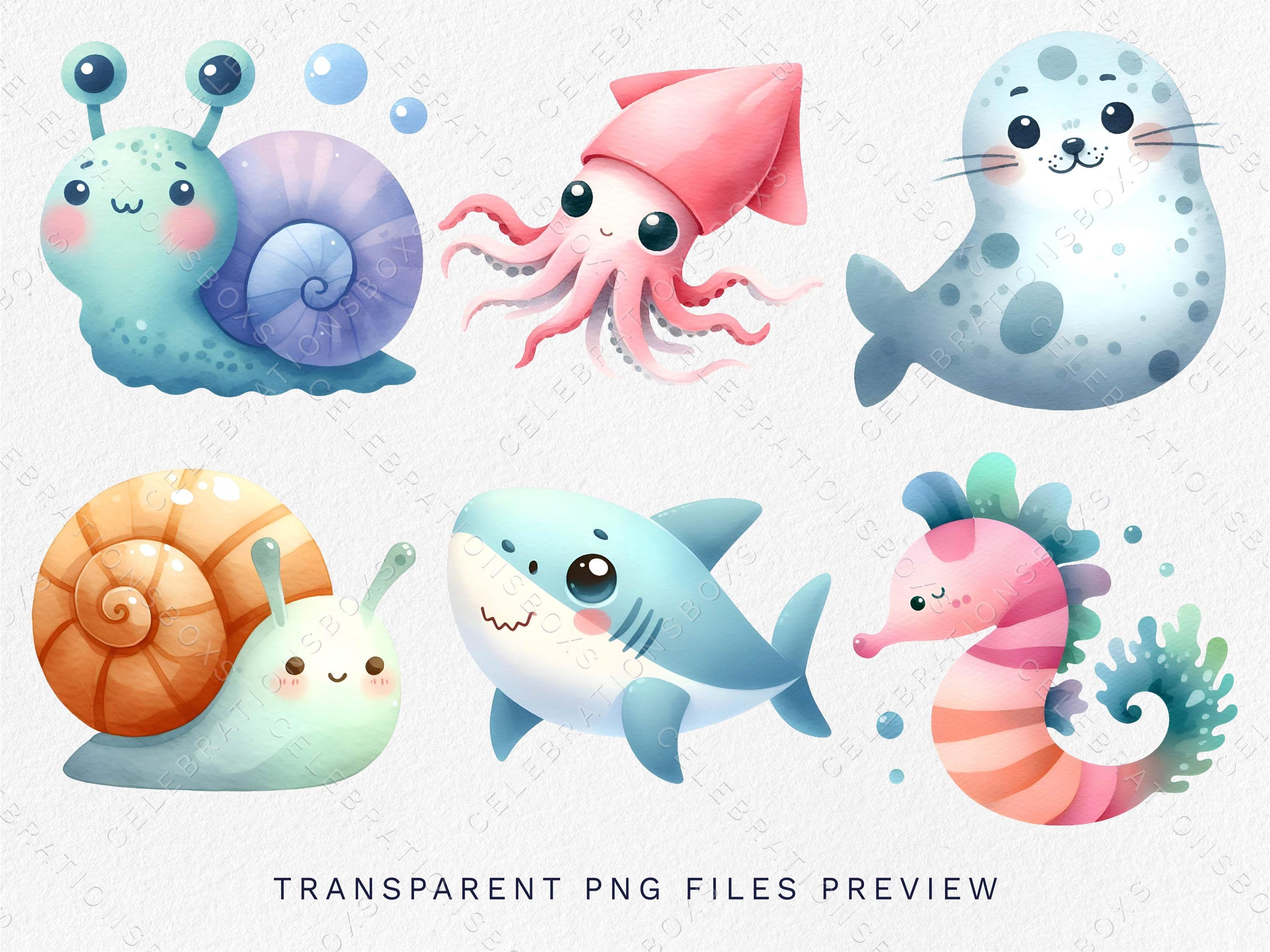 Watercolor Undersea Clipart, Underwater Clipart, Sea Animals Clipart ...