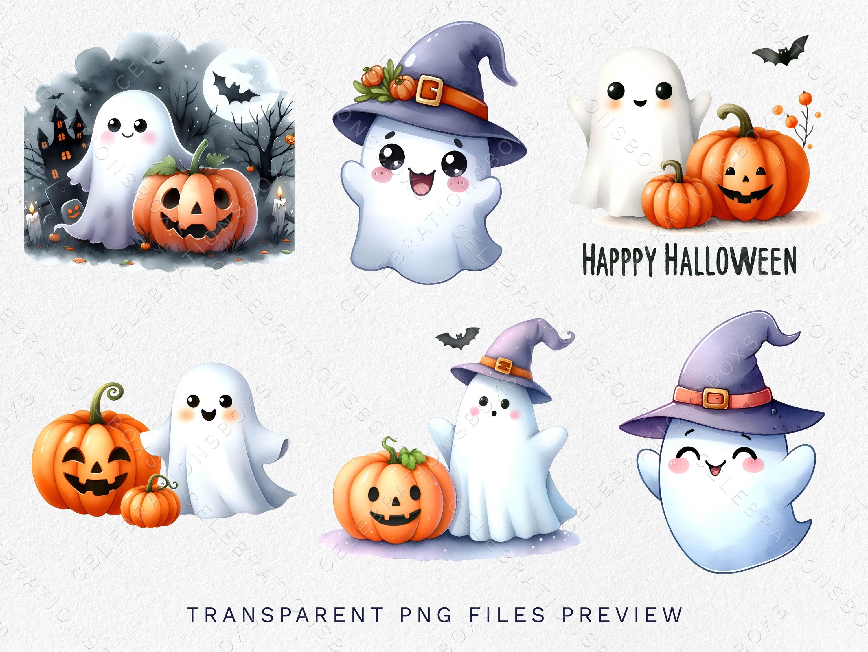 Cute Ghost Clipart Bundle, Halloween Ghost PNG, Ghostly Clipart ...
