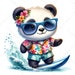 Watercolor Summer Animals Clipart, Panda Clipart, Summer Beach PNG ...