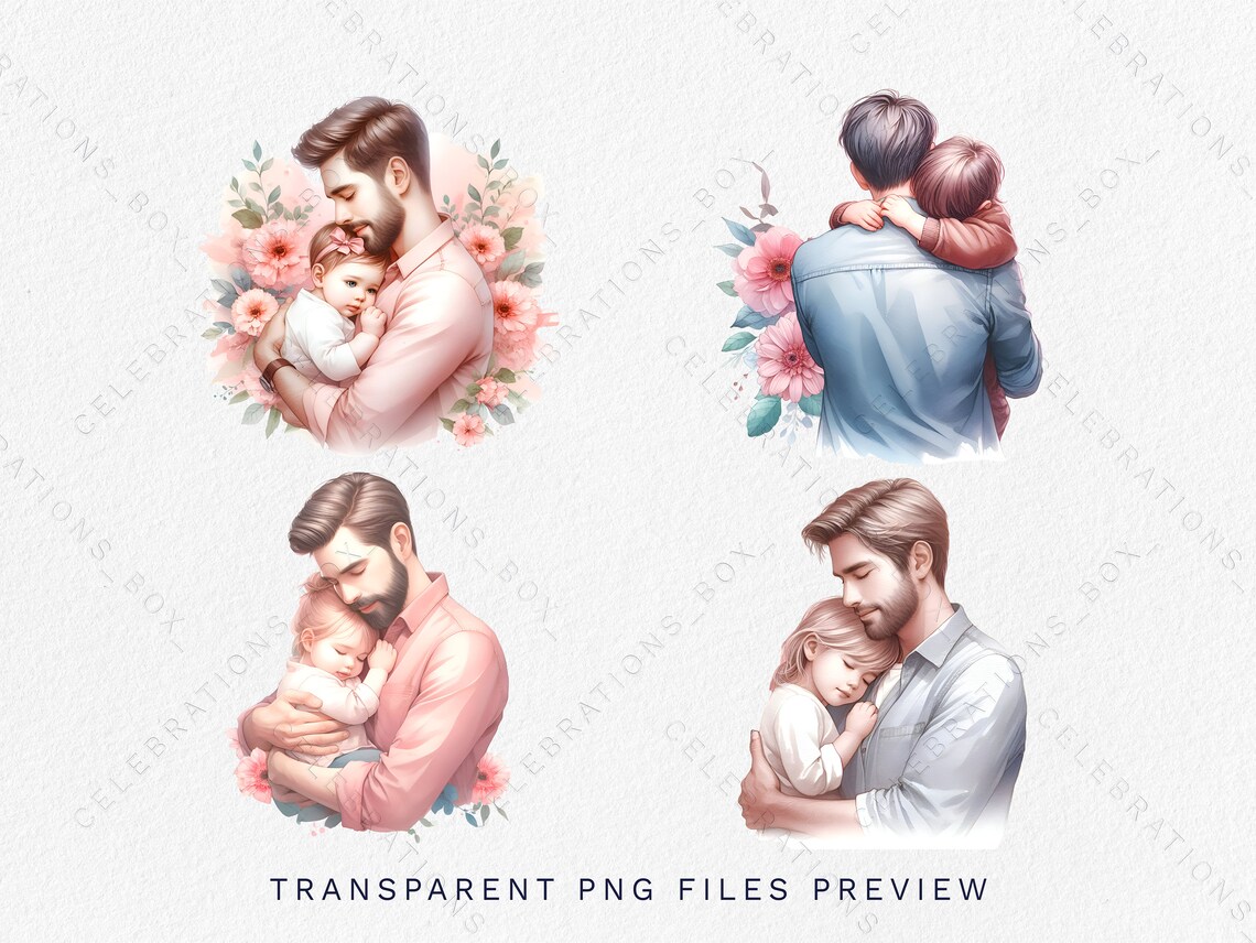 Watercolor Father's Day Clipart I Love Fathers Day Bundle Best Dad Day ...
