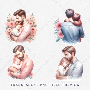 Watercolor Father's Day Clipart I Love Fathers Day Bundle Best Dad Day ...