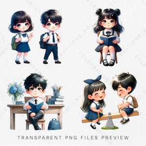 Back to School PNG, Cute School Children Clipart, Elementary School ...