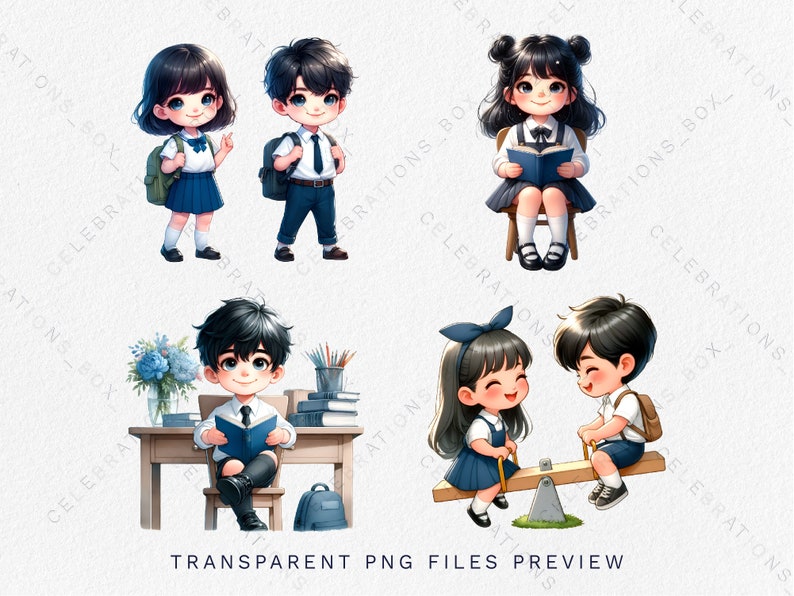 Back to School PNG, Cute School Children Clipart, Elementary School ...