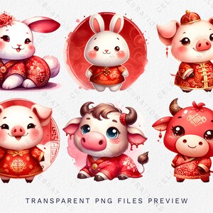 Cute Chinese Lunar Year Clipart Chinese Zodiac Baby Red Dragon Lion ...