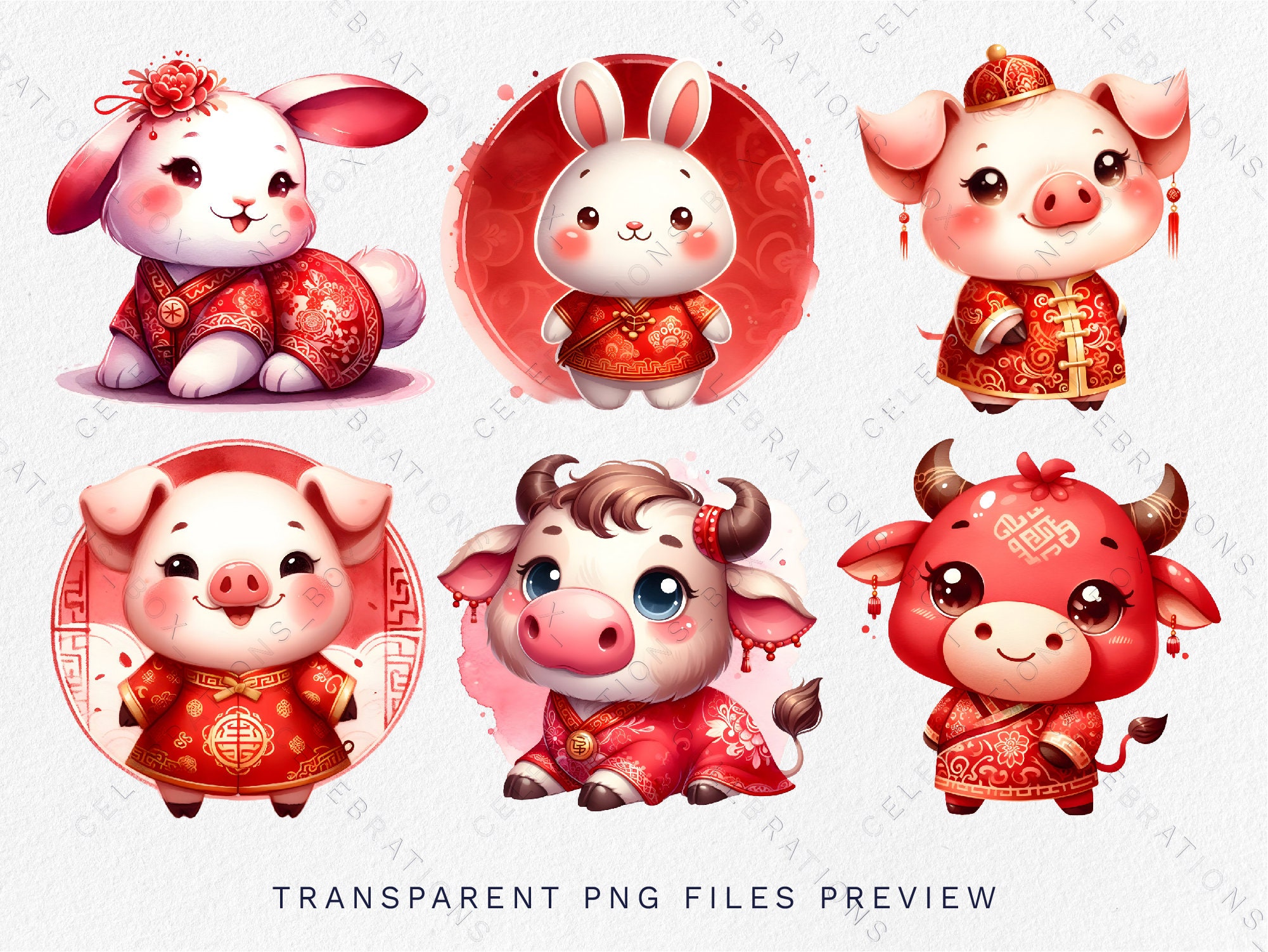 Cute Chinese Lunar Year Clipart Chinese Zodiac Baby Red Dragon Lion ...