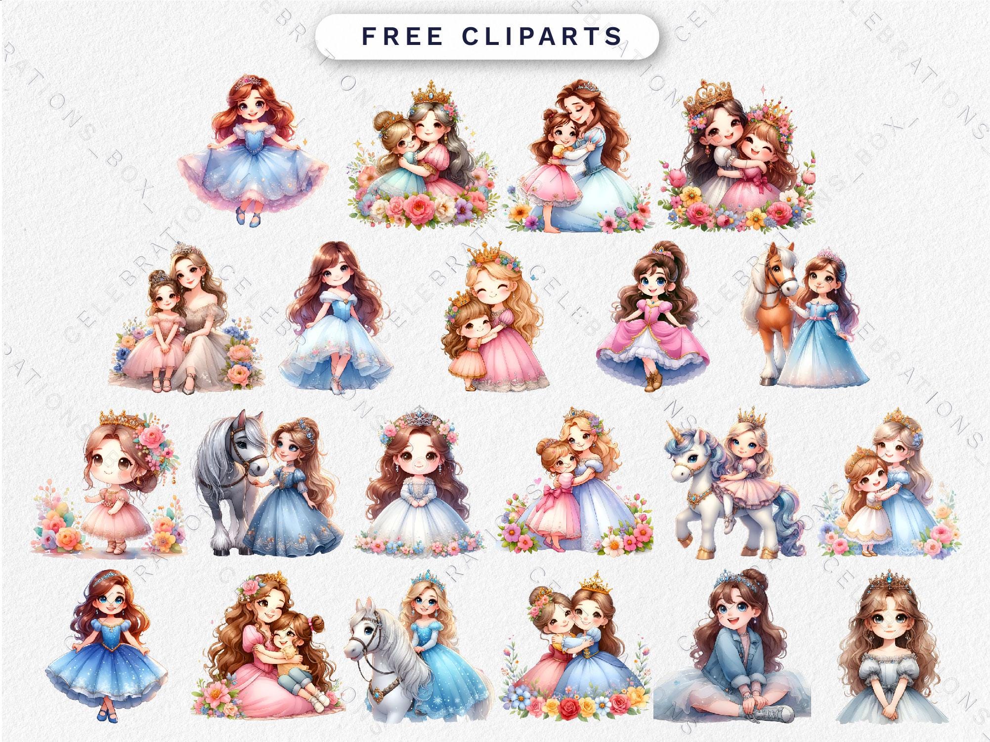 Watercolor Princess Clipart, Little Princess PNG, Fairytale Clipart ...