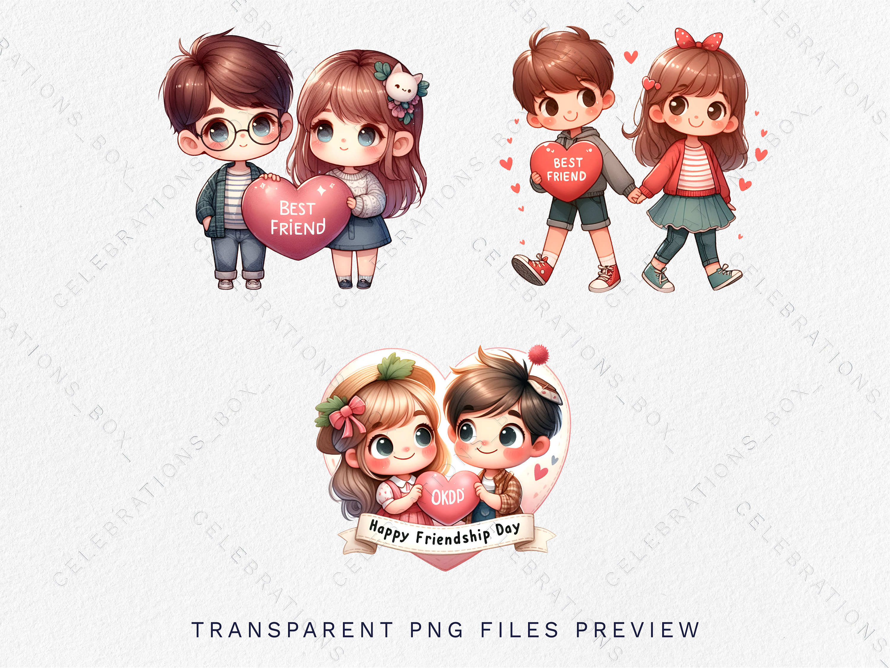 Watercolor Friendship Clipart Best Friend Bff Girlfriends Female ...
