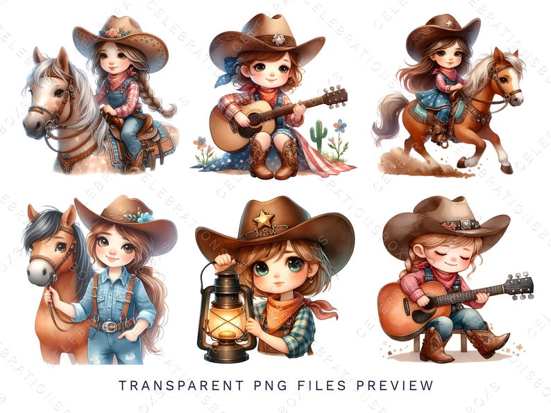 Cute Cowgirl Clipart, Wild West Clipart, Desert Clipart, Cactus Clipart ...