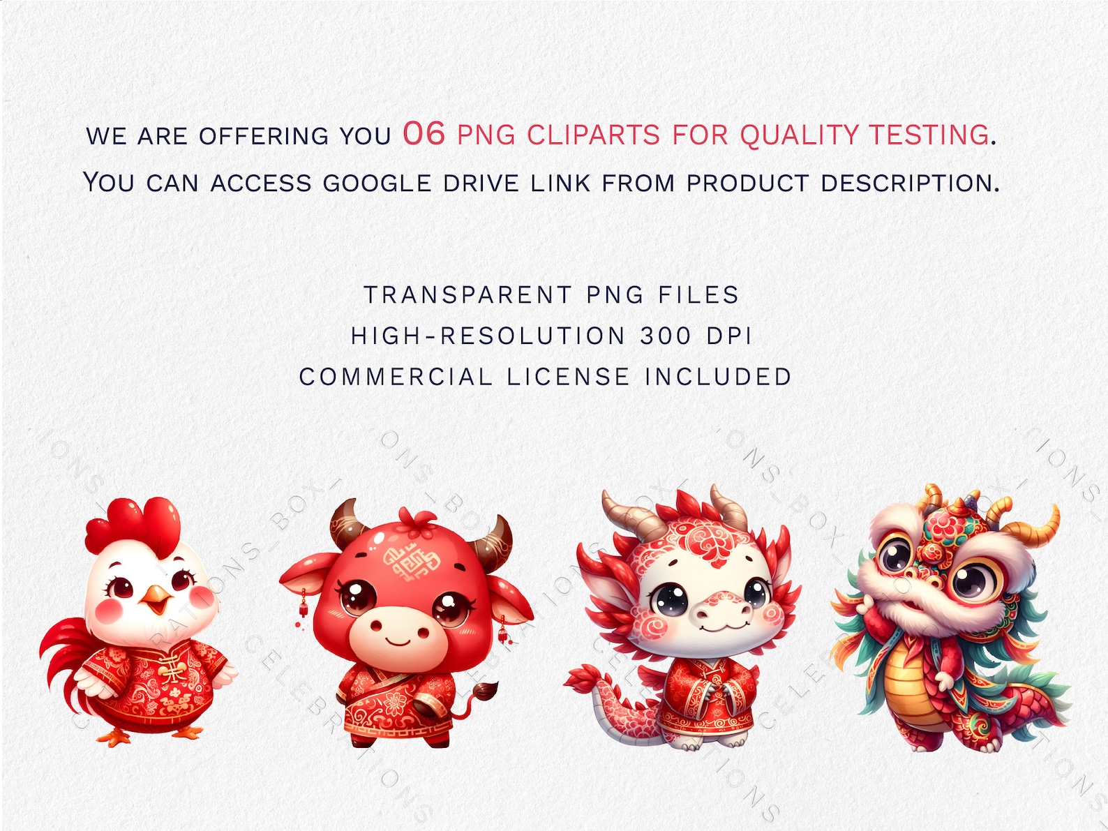 Cute Chinese Lunar Year Clipart Chinese Zodiac Baby Red Dragon Lion ...