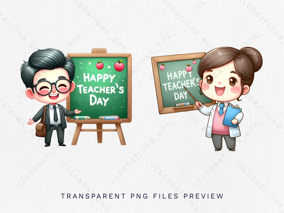 Happy Teacher Day Clipart, Back to School PNG, Teacher's Day ...